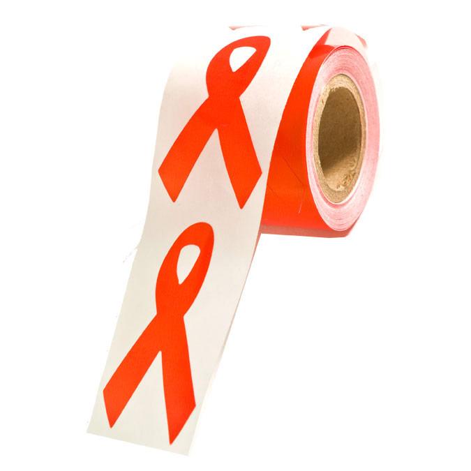 Red Ribbon Stickers, Roll of 100 | Global Protection Corp.